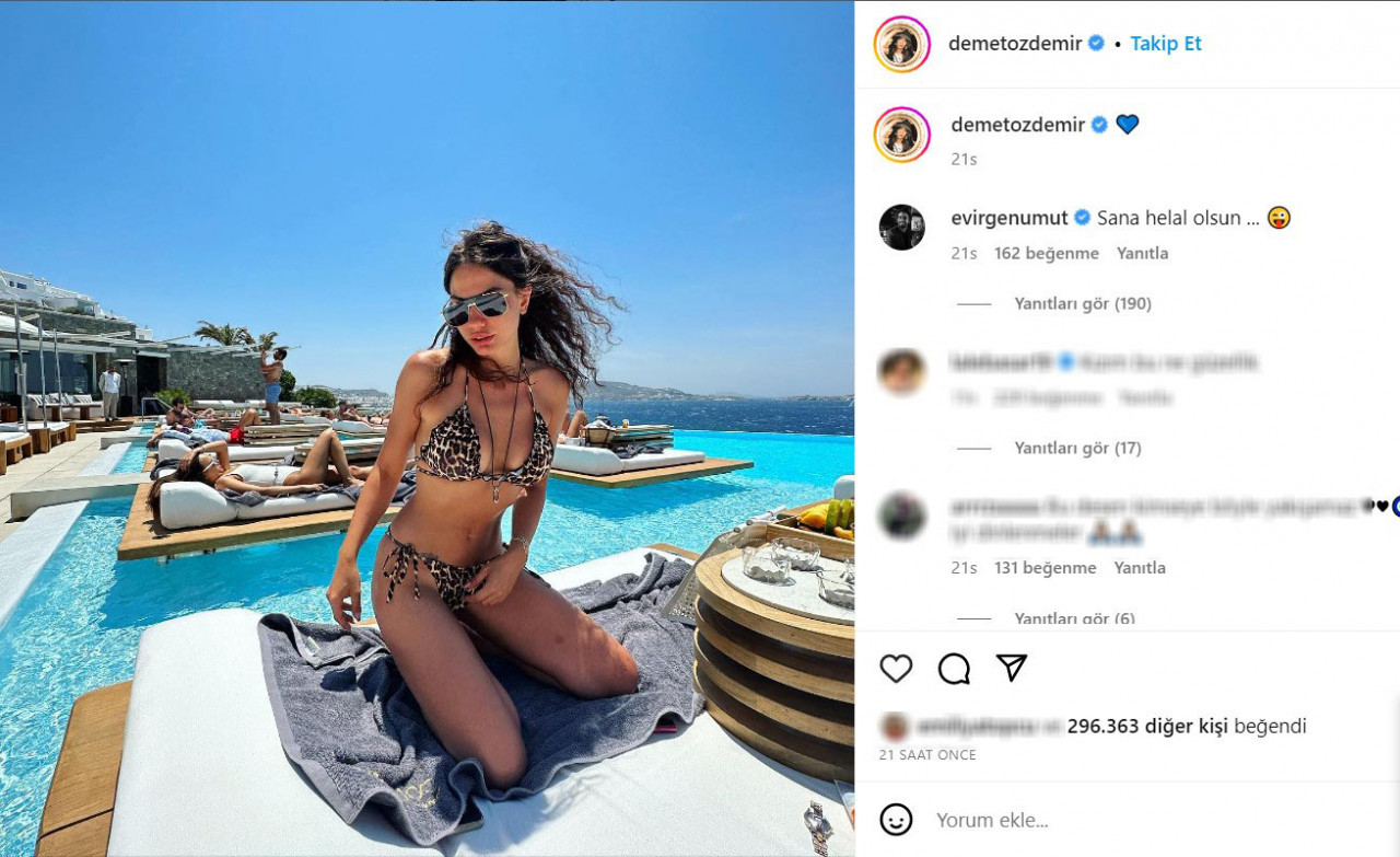 Demet Özdemir'in bikinili pozuna Umut Evirgen'den yorum!